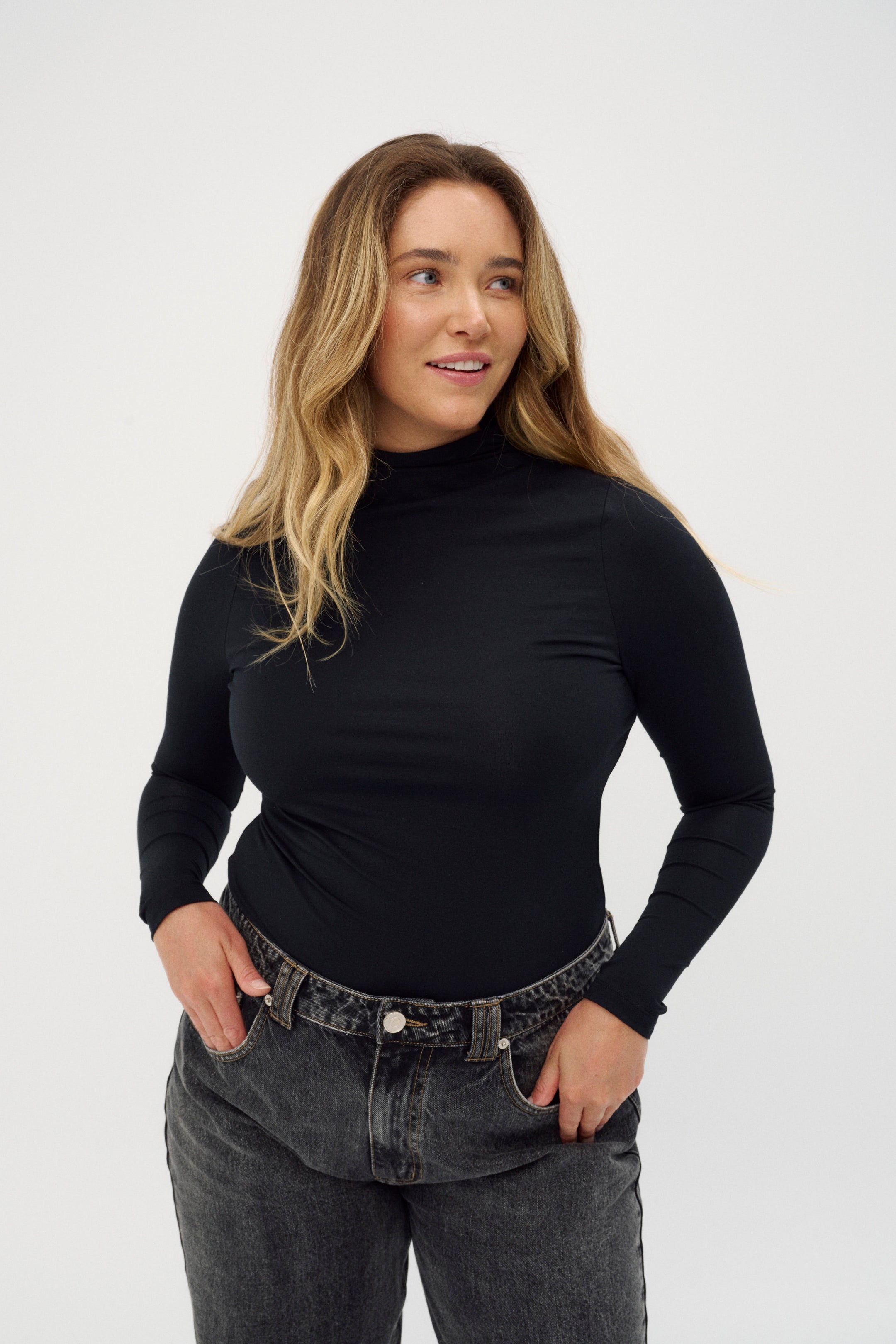 Emily Mock Neck Long Sleeve Black - Final Sale – Primi