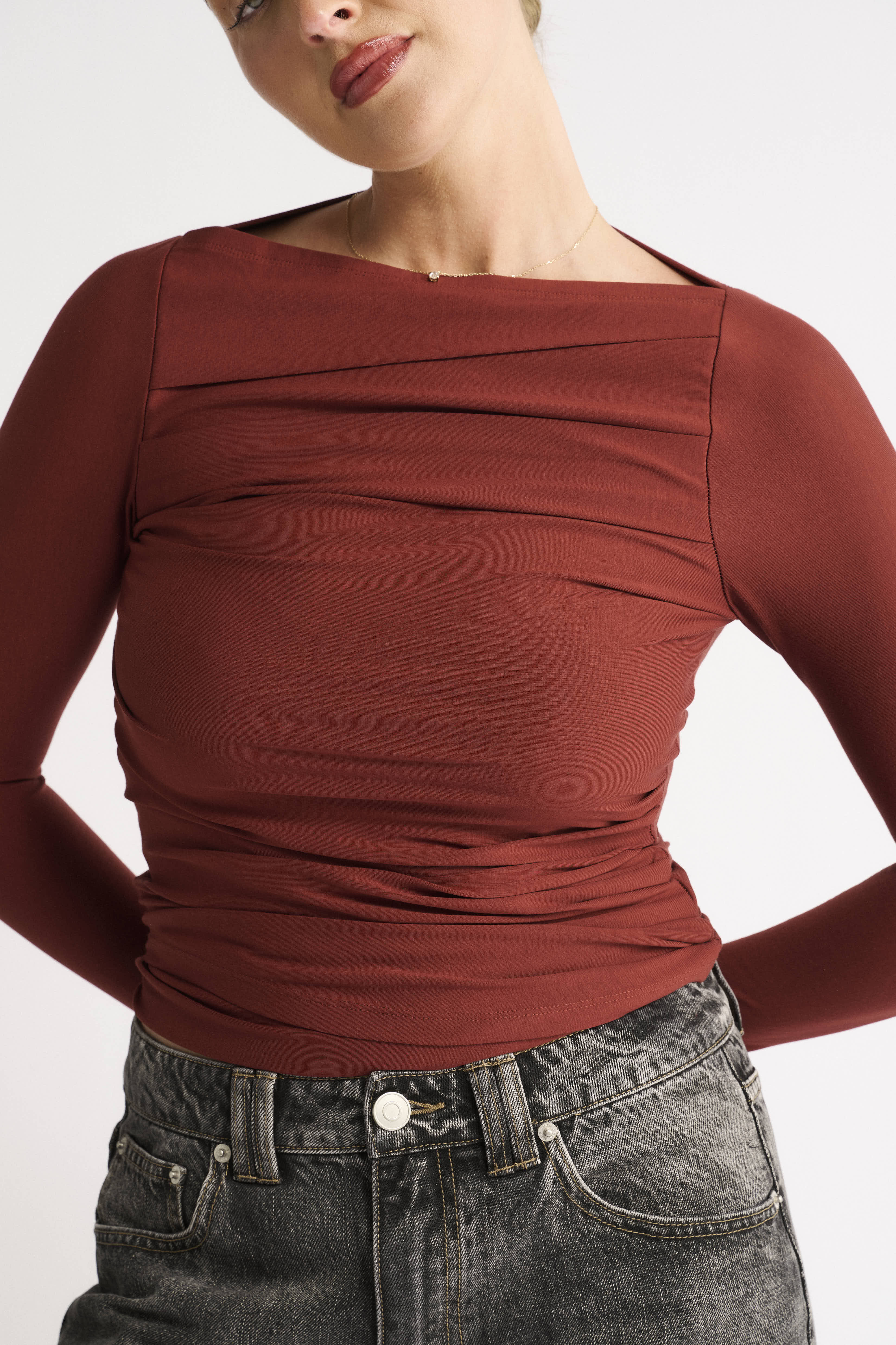 Margot Boat Neck Long Sleeve Brick - Final Sale – Primi